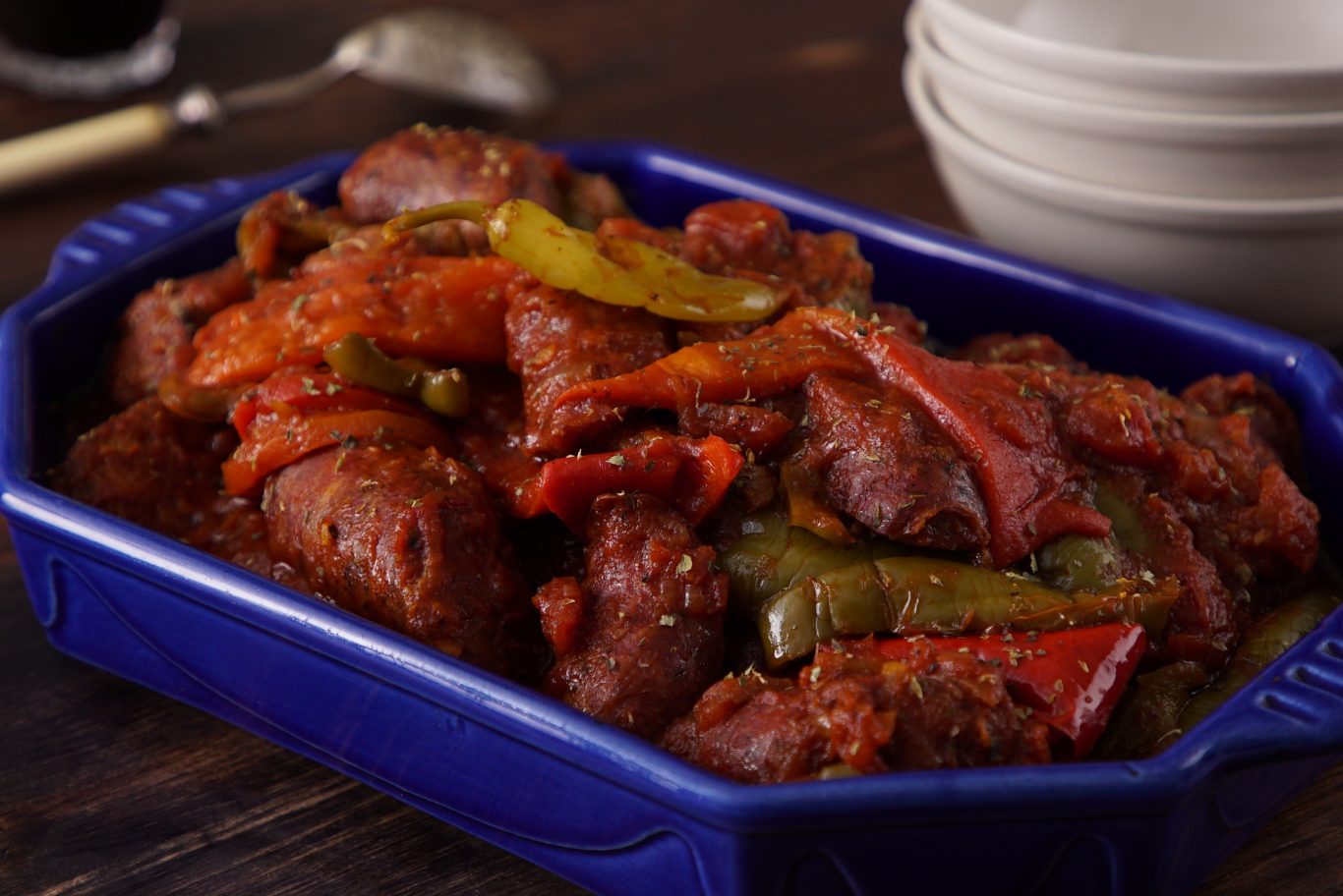 Spetsofai (Traditional Greek Sausage and Peppers)