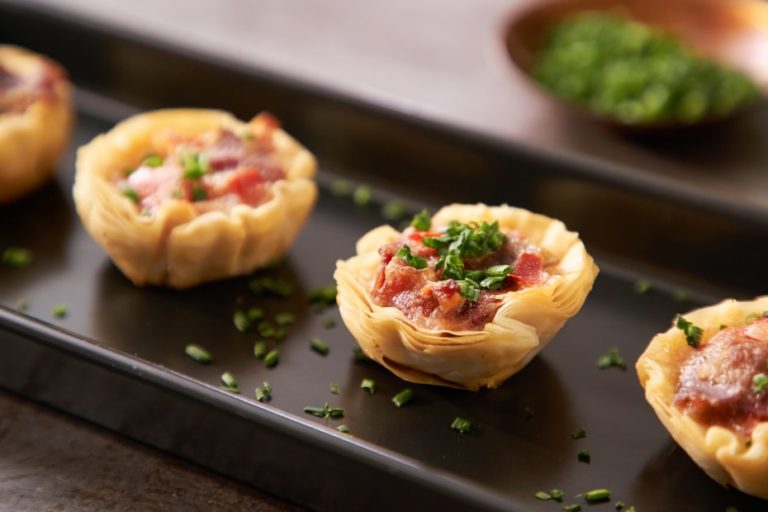 Pita Kaisarias in Phyllo Cups (Greek Pie with Cured Beef)