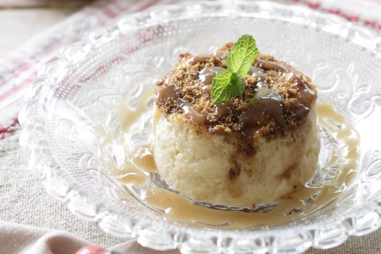 Tsoureki Bread Pudding with Brandy Caramel Sauce | Mediterranean Diet ...