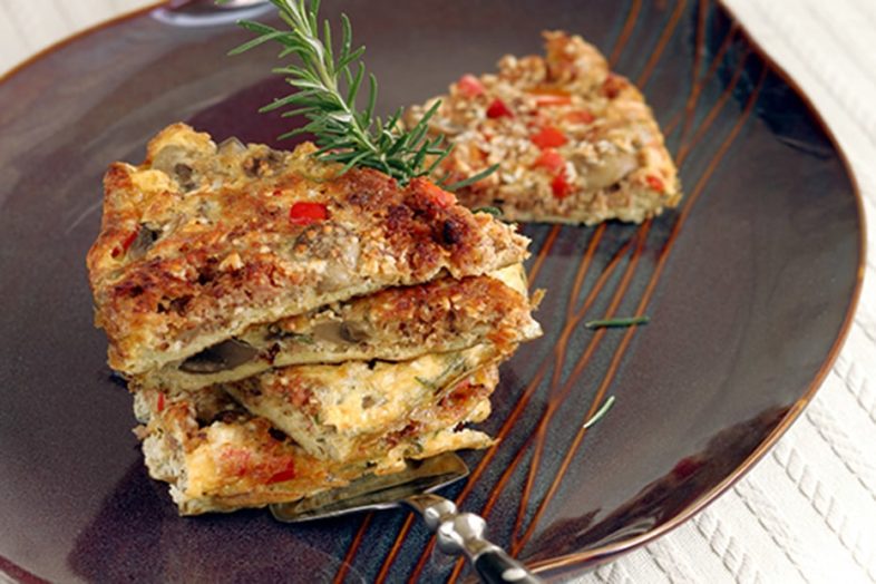 Greek Omelet with Sausages, Mushrooms & Metsovone Cheese