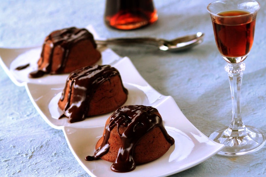 Chocolate Lava Cake with Vinsanto Wine from Santorini