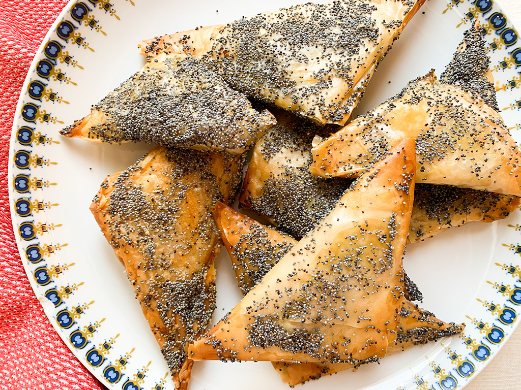 Sweet Potato Feta Phyllo Triangles - Delicious Greek Snack
