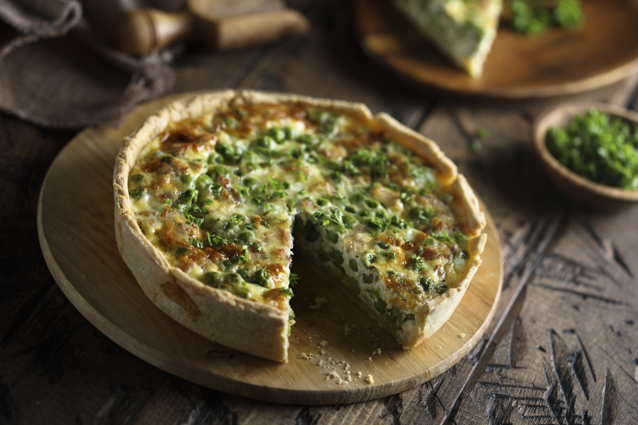 Recipe for Green Pea Quiche | Diane Kochilas