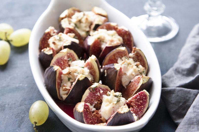 Fresh Figs Stuffed with Honeyed Greek Feta and Herbs