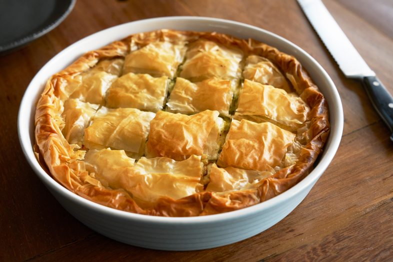 Recipe for Chicken Phyllo Pie with Greek Cheese & Herbs