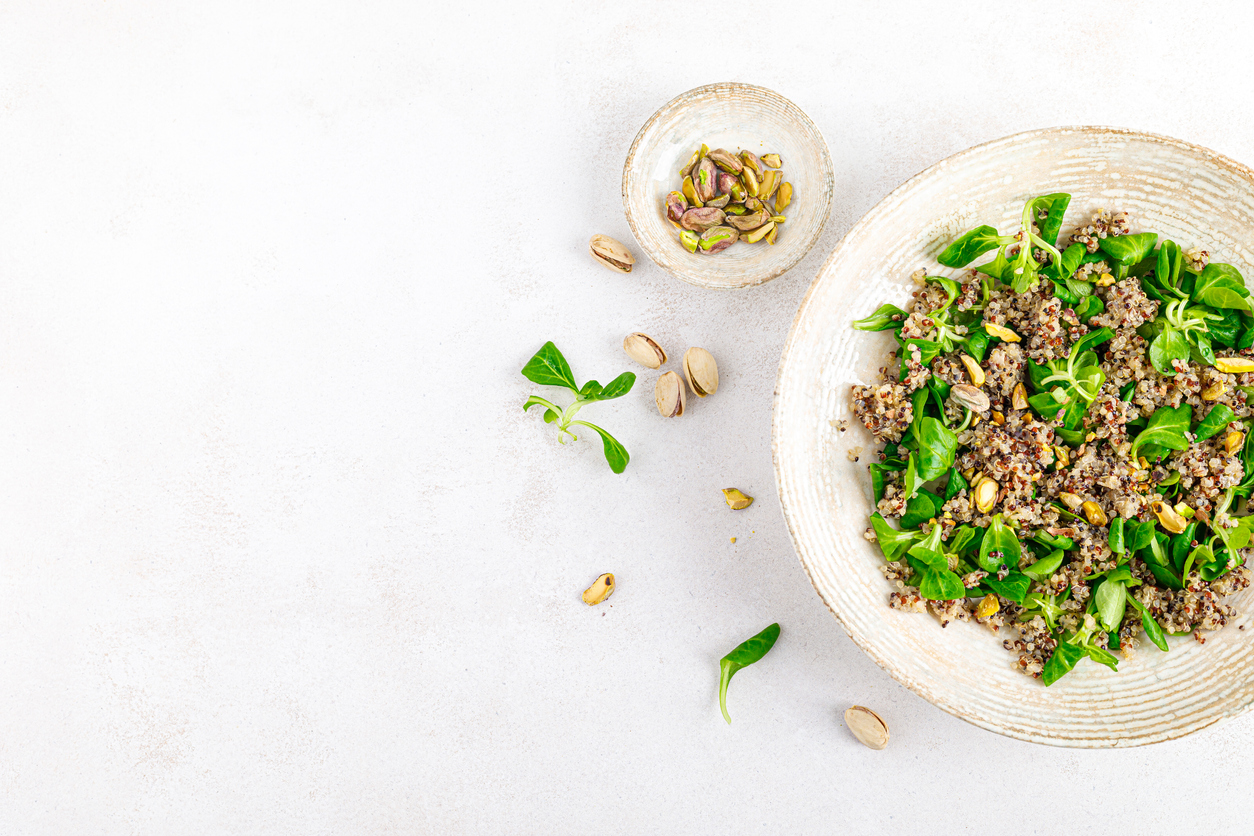 Quinoa Corn Salad with Pistachios | Diane Kochilas