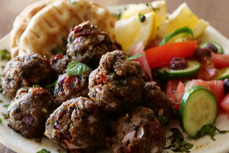 Eggless Greek Chicken Meatballs with Mint and Lemon Zest